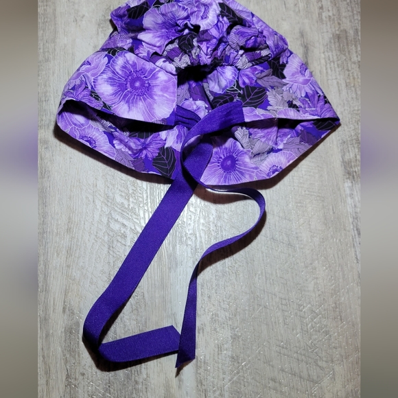 kim kaps | Accessories | Kim Kaps Scrub Cap Hat Purple Floral Ribbon ...